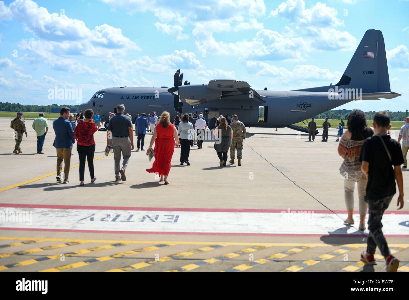 Citizen Airmen and invited guests attending the 910th Airlift Wing’s first C-130J-30 Super ...