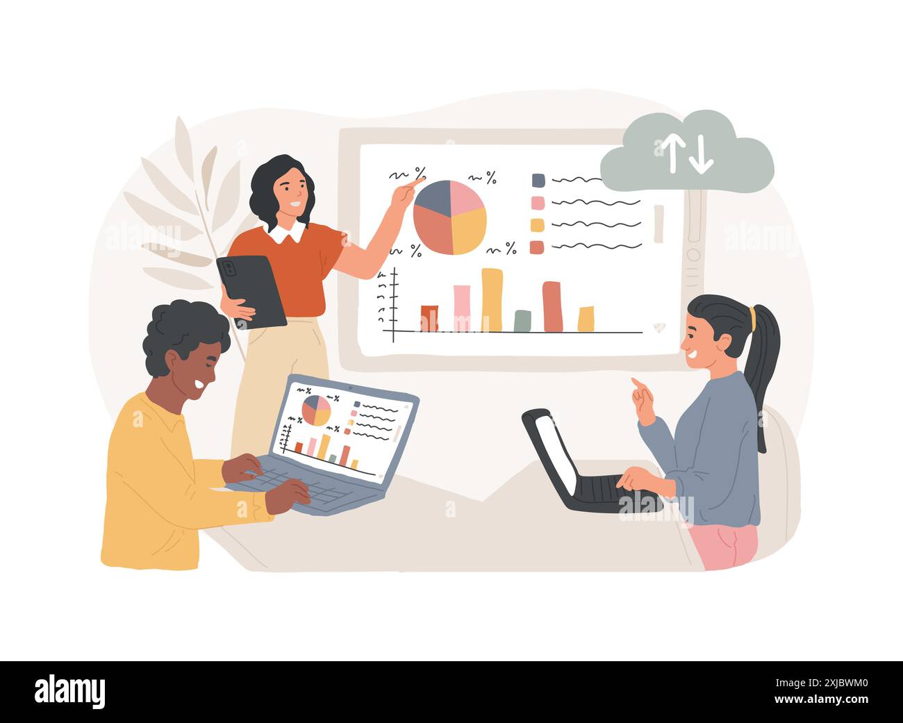 Synchronized access isolated cartoon vector illustrations Stock Vector ...