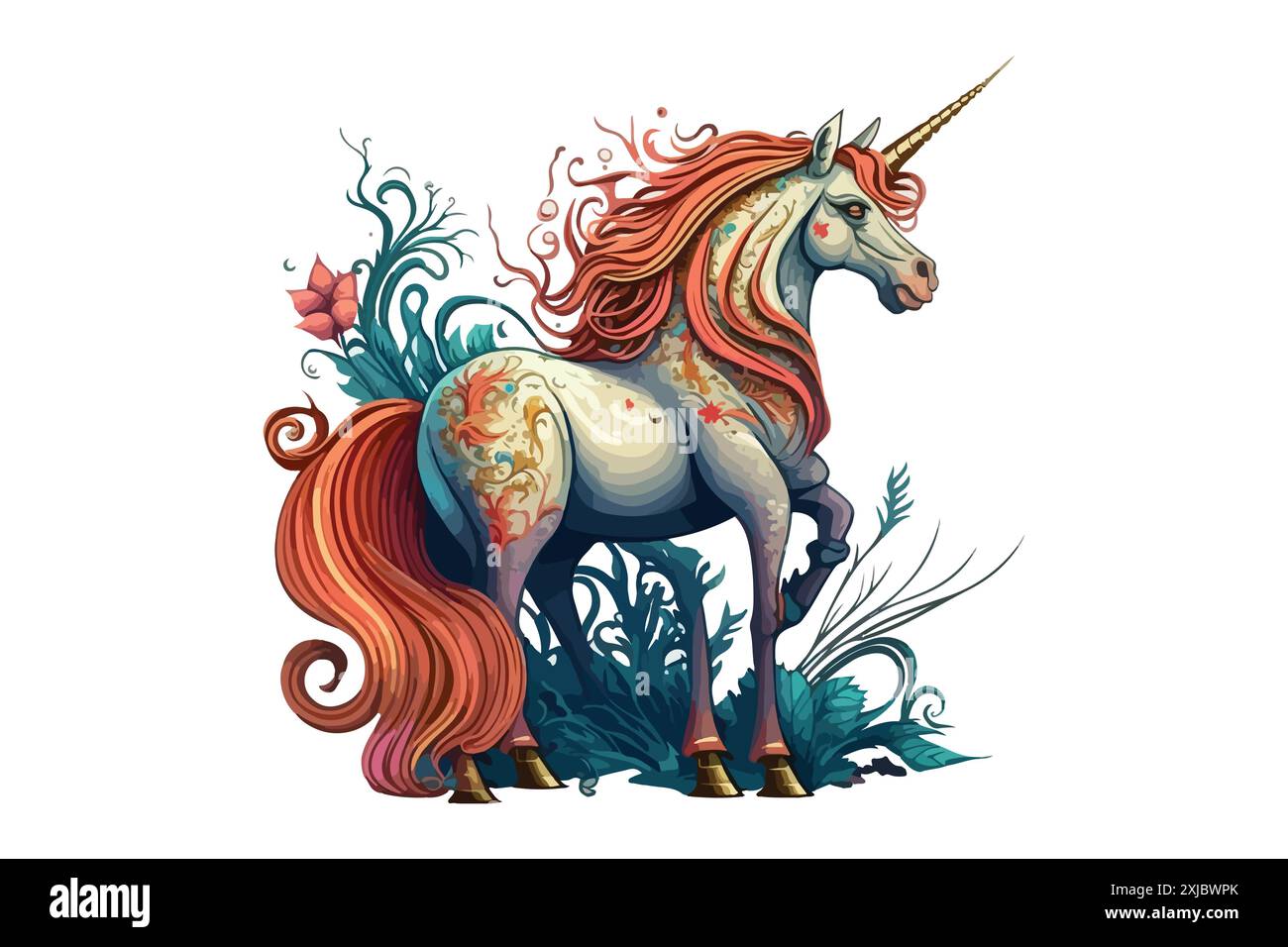 Unicorn Full Body Character Vector Illustration Stock Vector Image ...