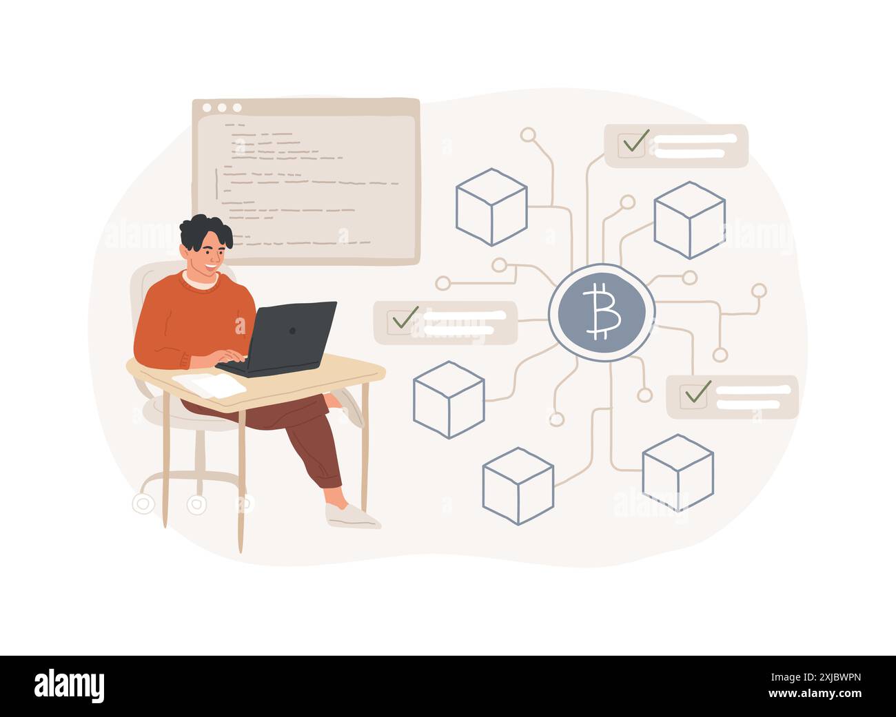 Blockchain tech architect isolated cartoon vector illustrations Stock ...