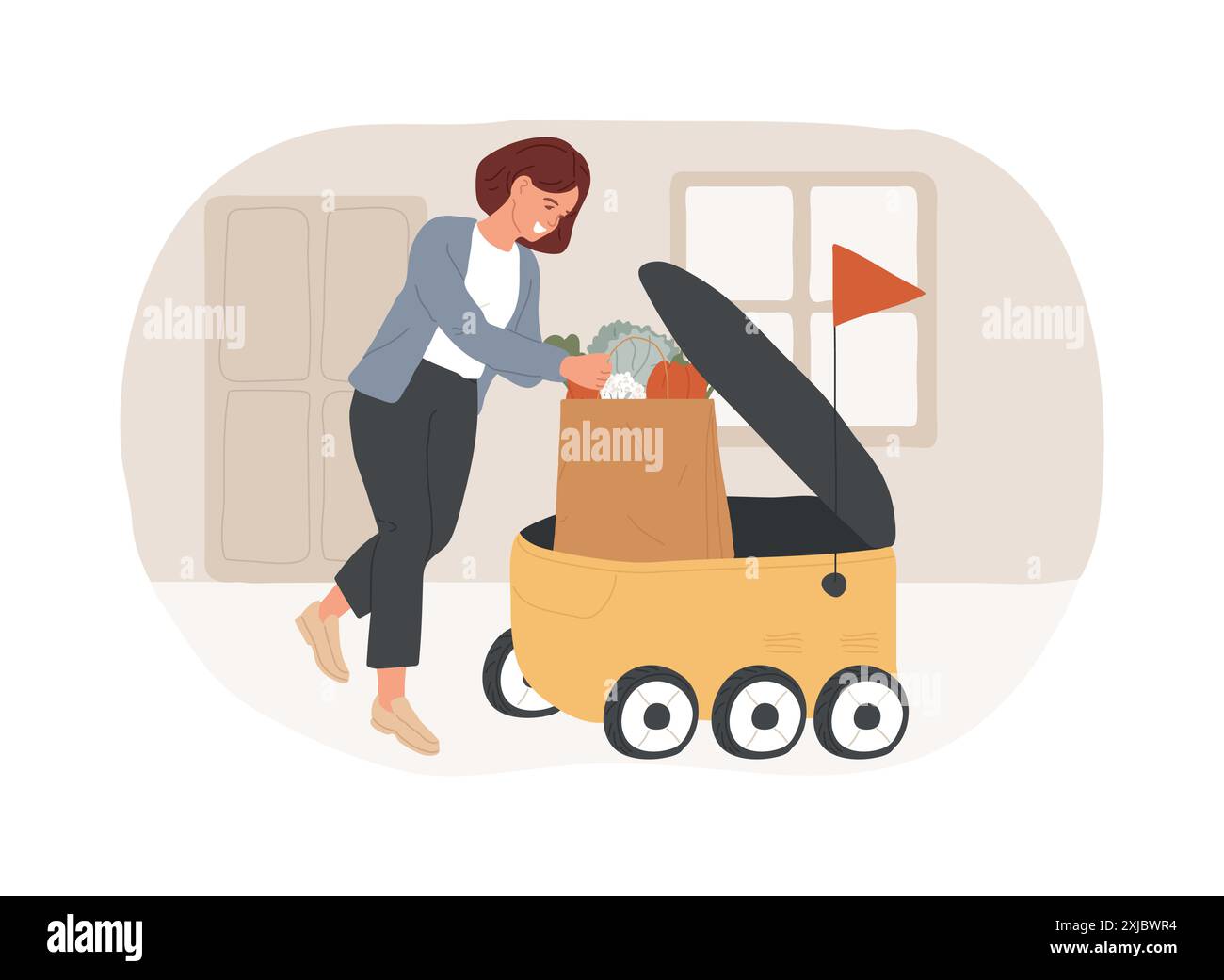 Food delivery robot isolated cartoon vector illustrations Stock Vector ...