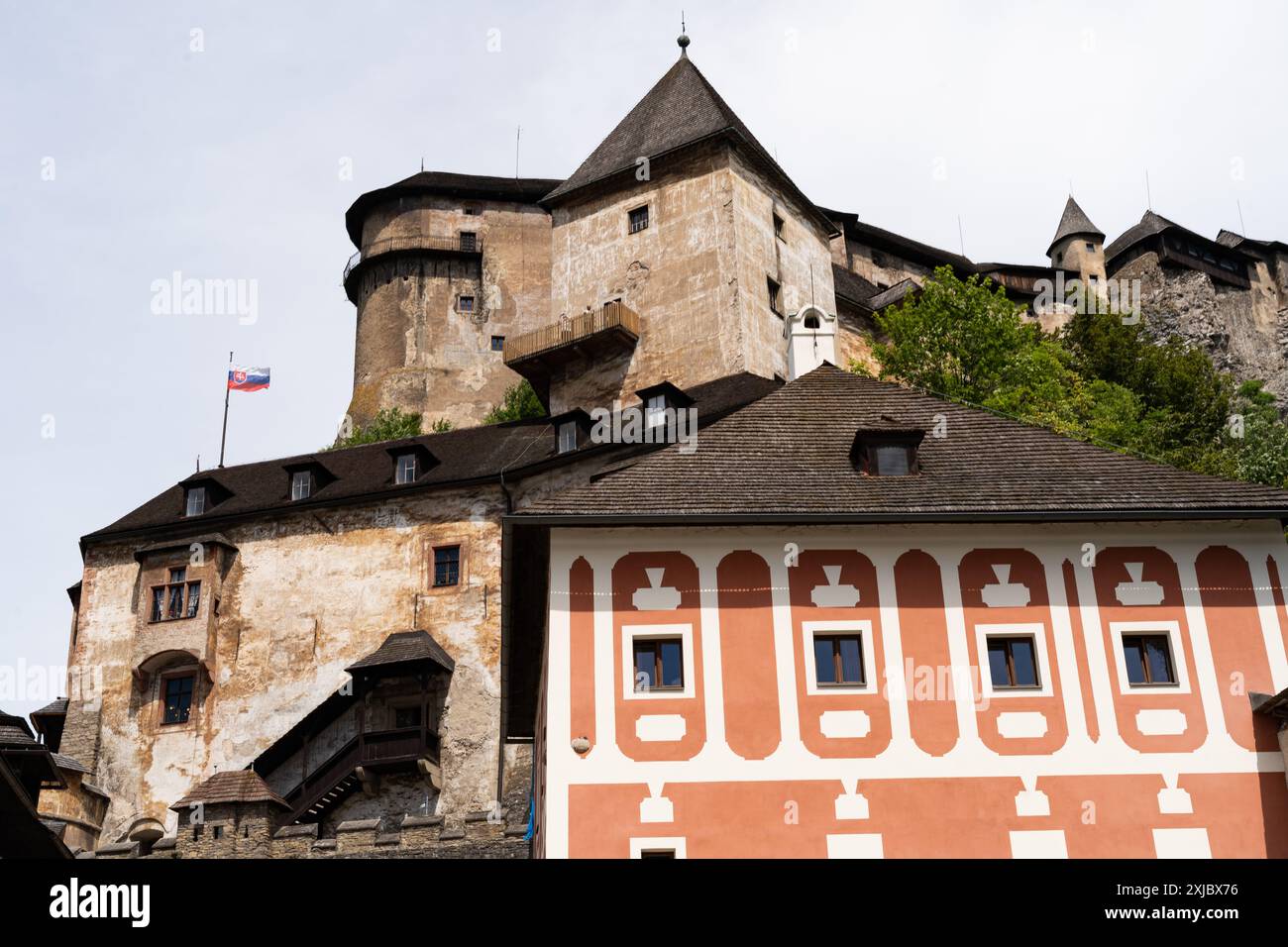 Orava Castle-Slovakia-07.07.2024: castle on a mountain among green ...