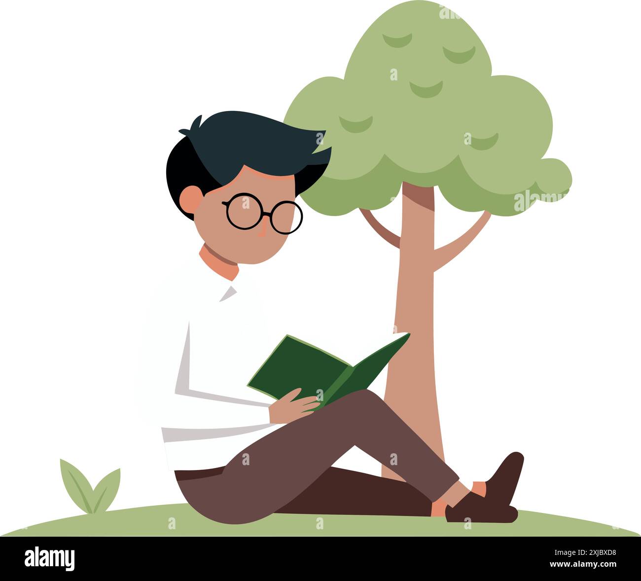 Person Reading A Book Under A Tree Stock Vector Image And Art Alamy 