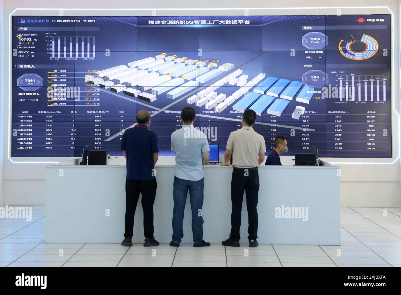 FUZHOU, CHINA - JULY 17, 2024 - Technicians look at big data platform ...