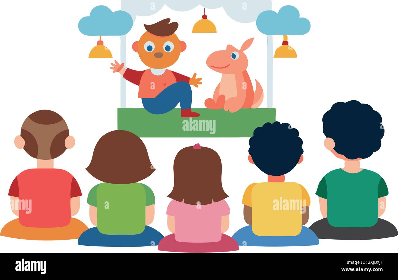 Group of children watching a puppet show Stock Vector Image & Art - Alamy