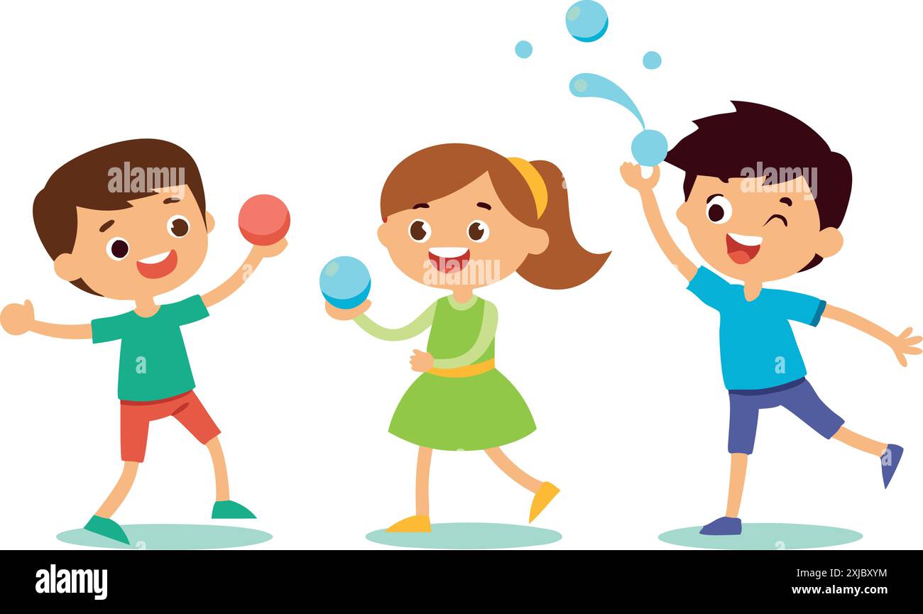Children water fight Stock Vector Images - Alamy