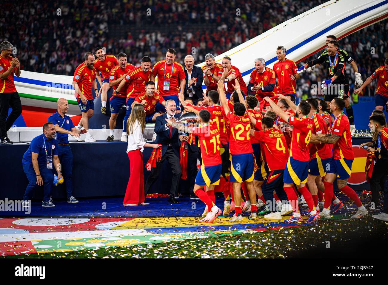 BERLIN, GERMANY - 14 JULY, 2024: Felipe VI of Spain and Team Spain are ...
