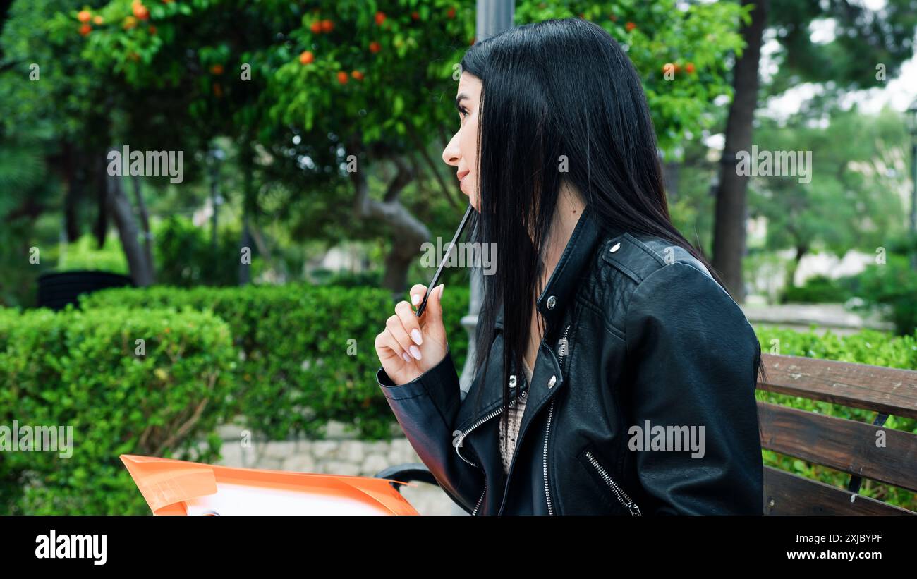Student Woman Reflecting And Thinking Stock Photo - Alamy