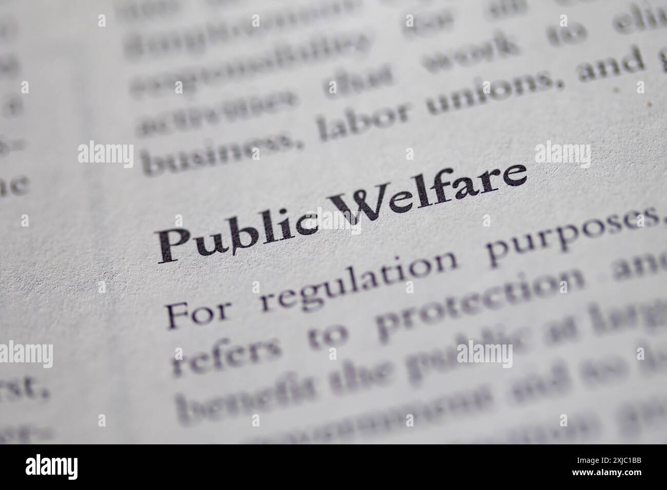 public welfare printed in text on page as visual aid or business law reference Stock Photo - Alamy