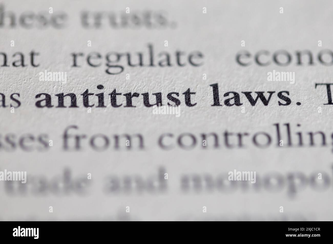 antitrust laws printed in text on page as visual aid or business law ...