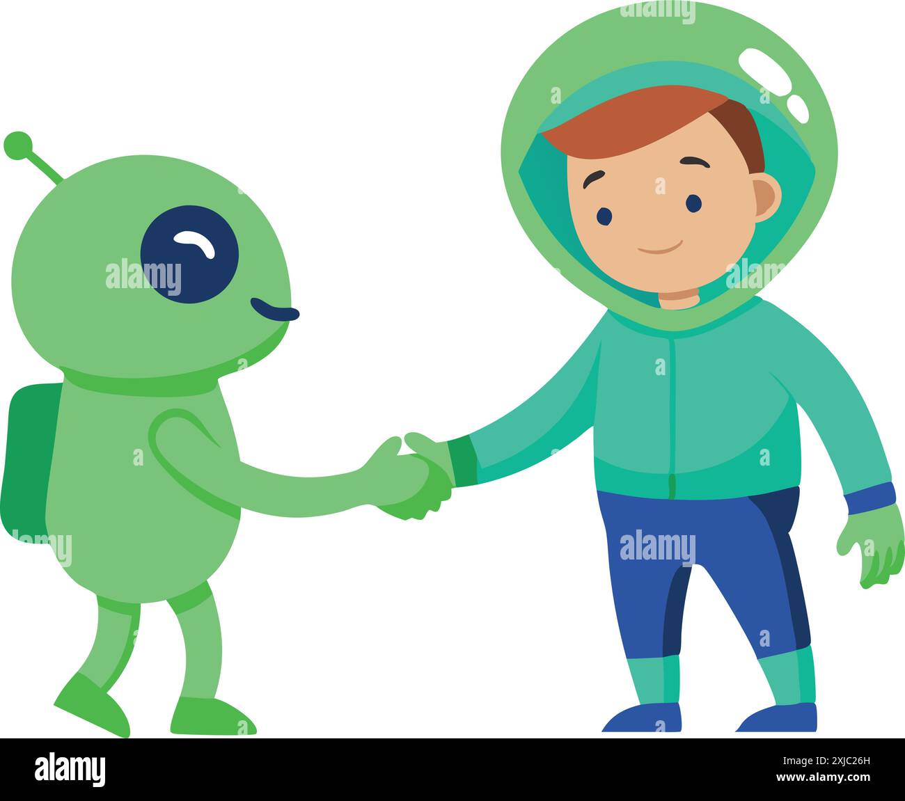Boy and alien shaking hands in costumes Stock Vector Image & Art - Alamy