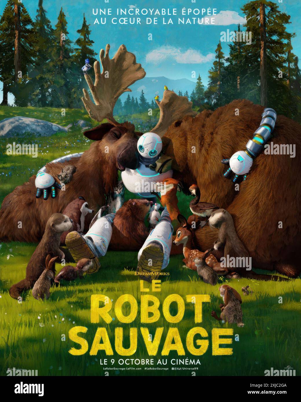 THE WILD ROBOT, (aka LE ROBOT SAUVAGE), French poster, center: Roz ...