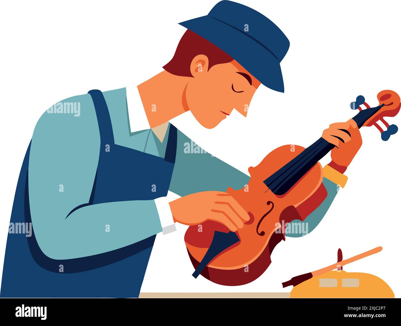 Craftsman making a violin Stock Vector Images - Alamy