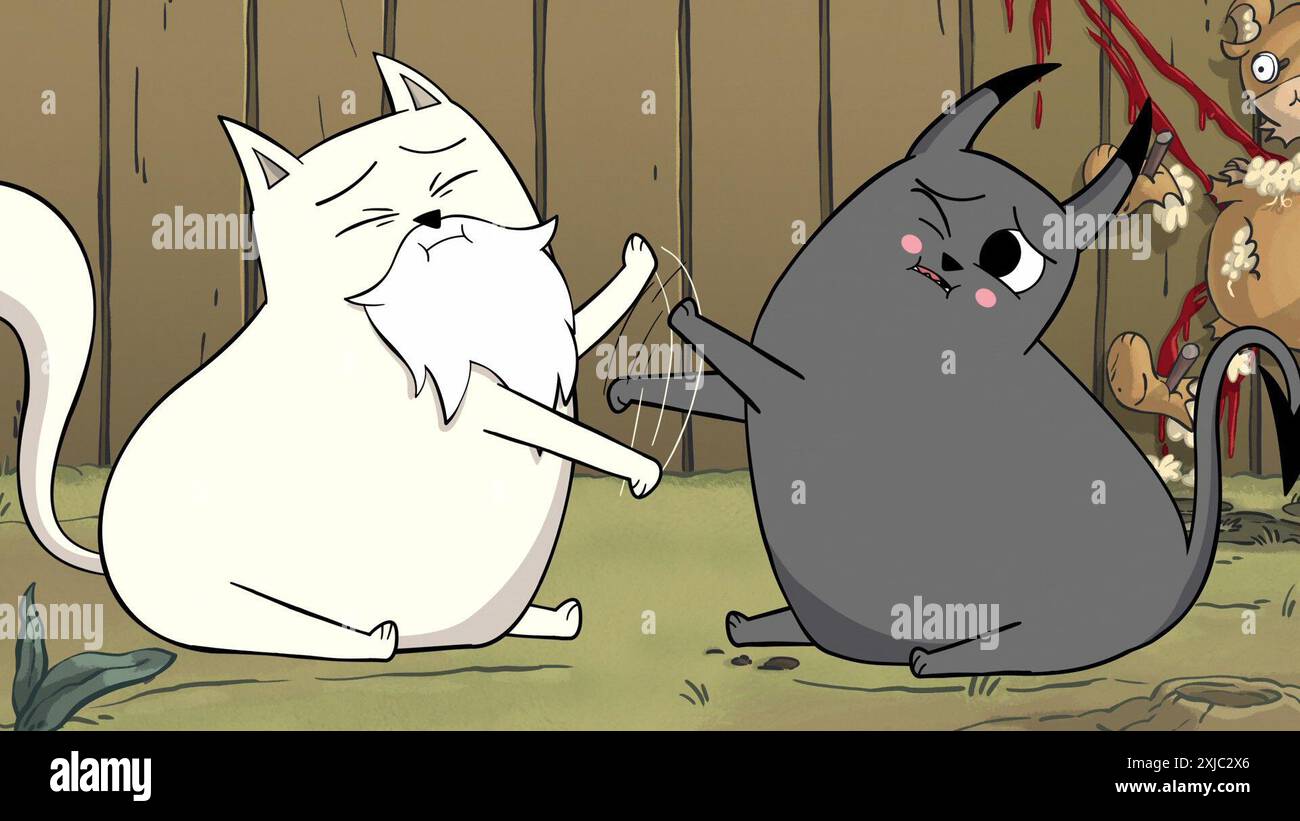 EXPLODING KITTENS, from left: Godcat (voice: Tom Ellis), Devilcat ...