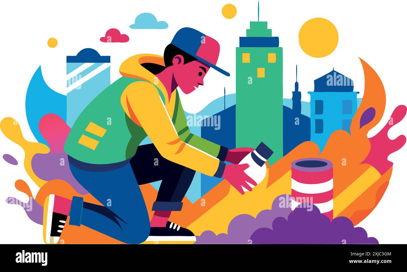 Cityscape with mural Stock Vector Images - Alamy