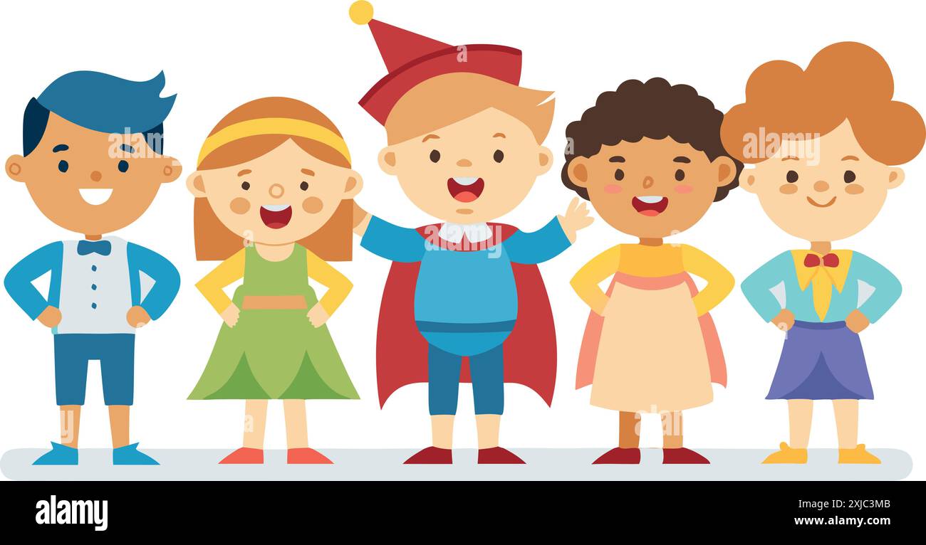 Five children standing Stock Vector Images - Alamy