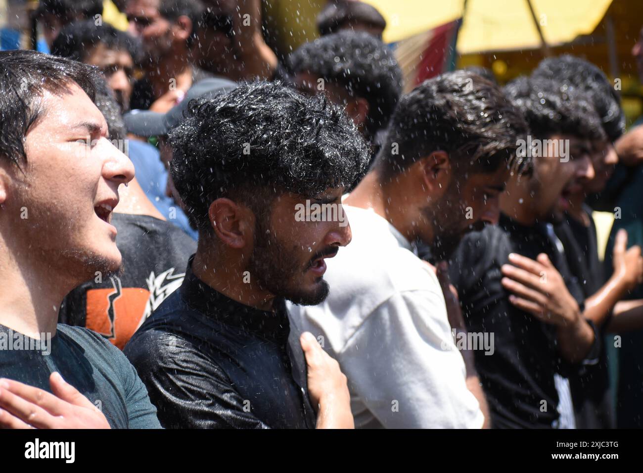 Srinagar, India. 17th July, 2024. Srinagar, Kashmir, India, on July 17, 2024: Kashmiri Shiite ...