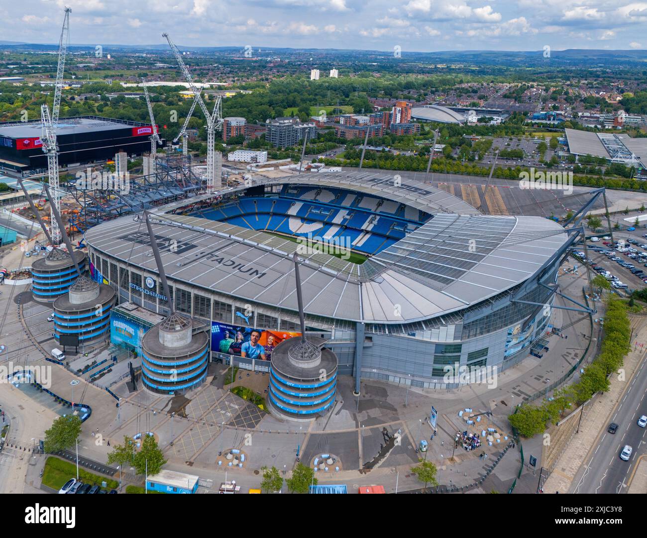 Aerial Image of Manchester City's Etihad Stadium, as construction works ...