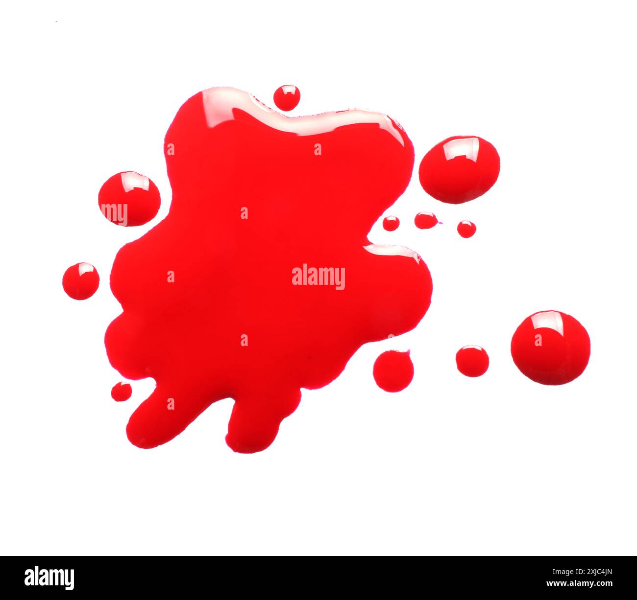 Blot of red printer ink isolated on white, top view Stock Photo - Alamy