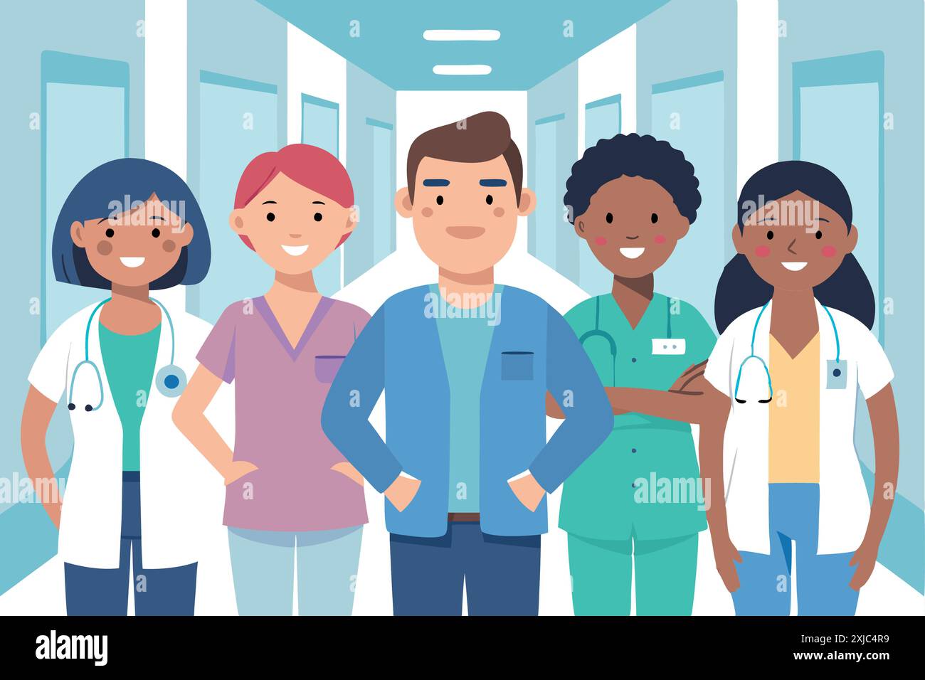 Doctor standing in hospital corridor Cut Out Stock Images & Pictures ...