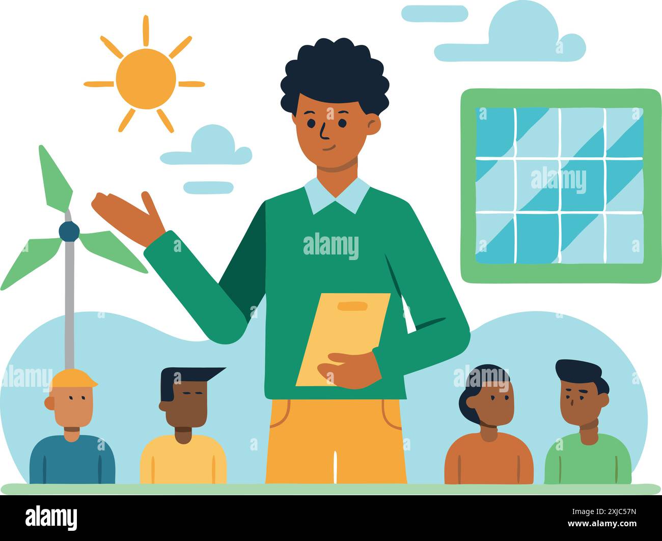 A teacher demonstrating renewable energy concepts to students ... A teacher demonstrating renewable energy concepts to students ...