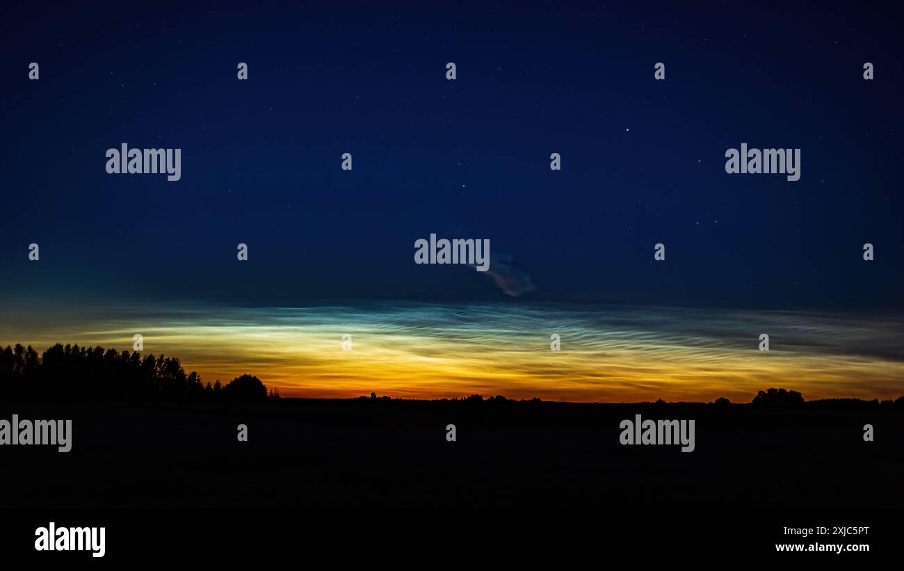 The night, sky with stars, noctilucent clouds Stock Photo - Alamy