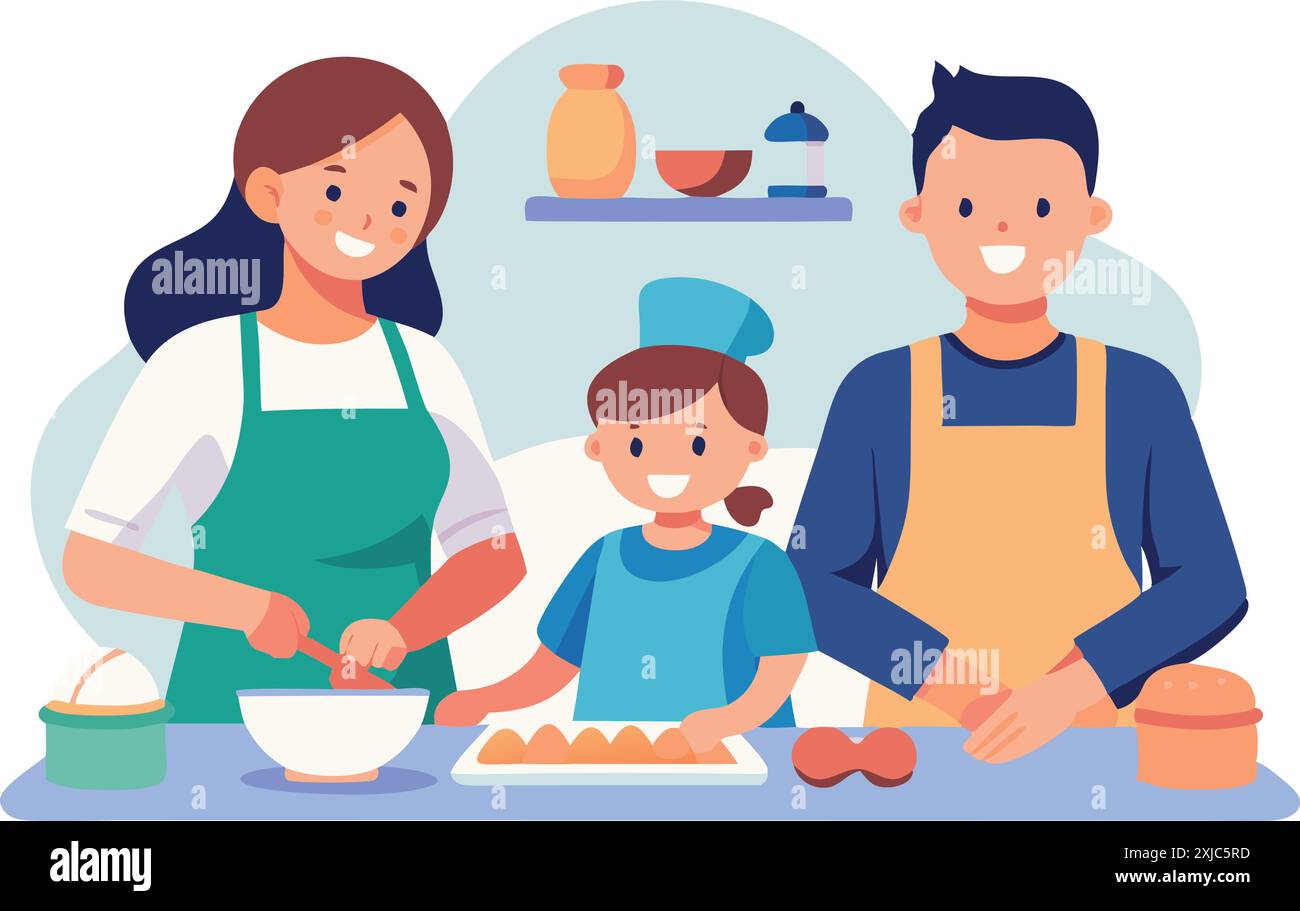 Father daughter cooking recipe Stock Vector Images - Alamy
