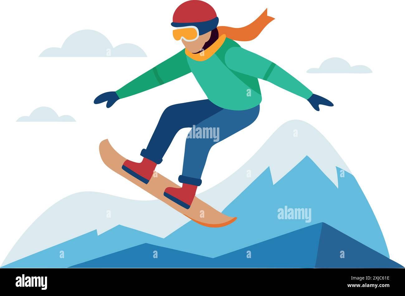 Sliding down snow slope Stock Vector Images - Alamy