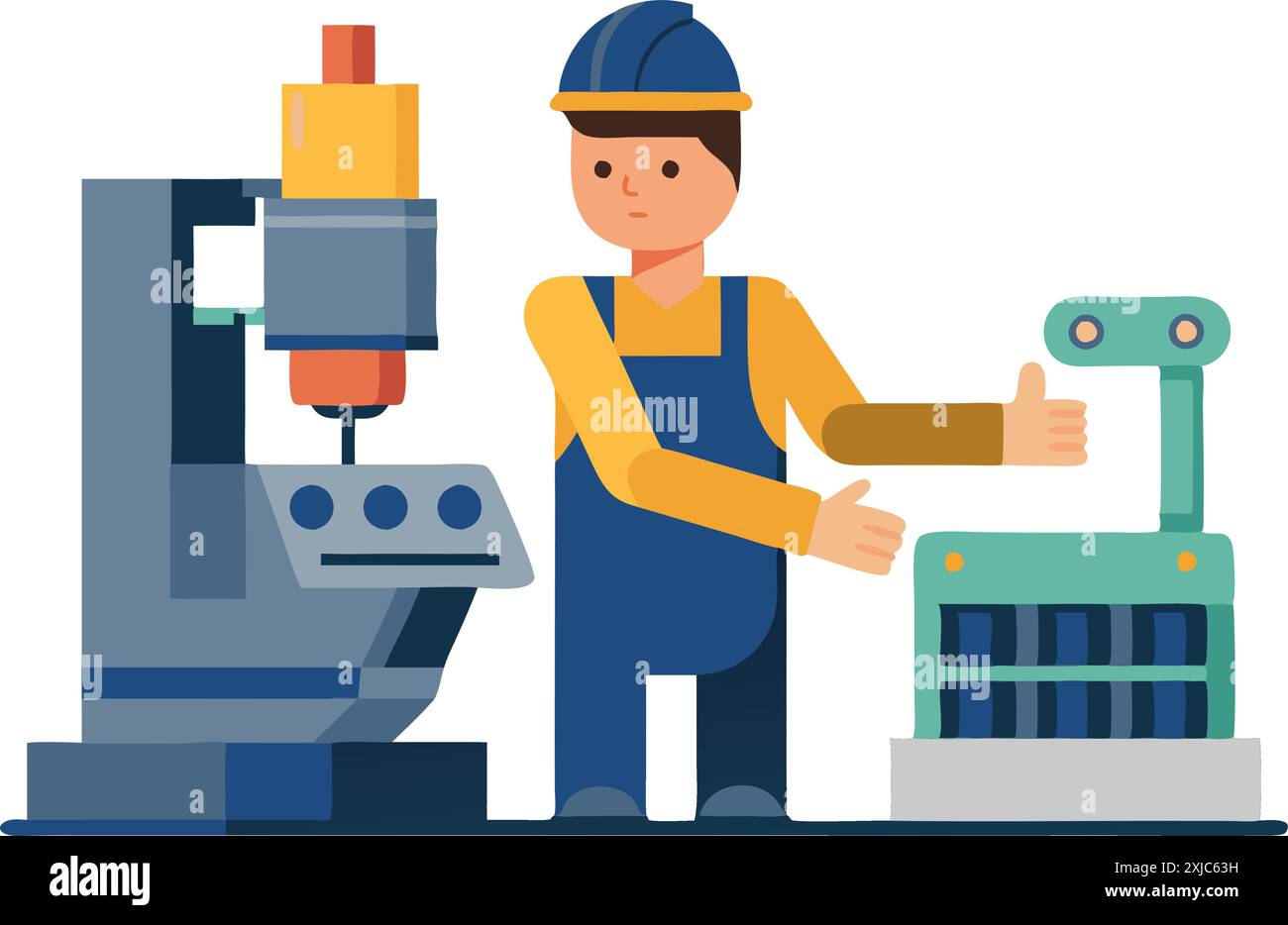 Factory worker operating machine Stock Vector Images - Alamy