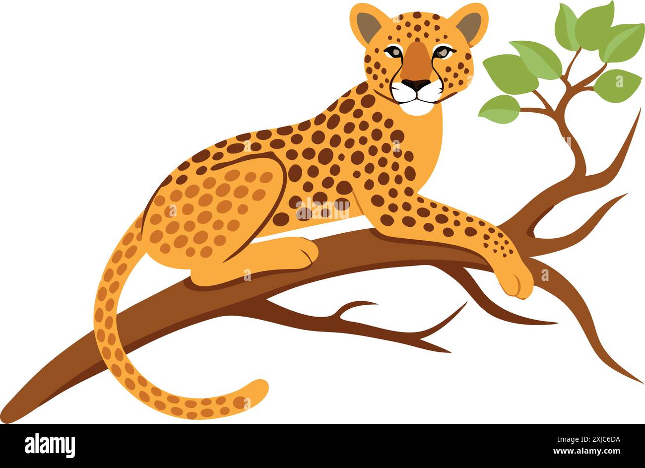 Leopard climbing tree Stock Vector Images - Alamy