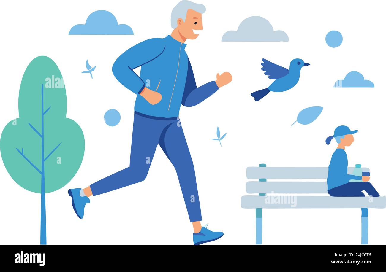 Old man running marathon Stock Vector Images - Alamy
