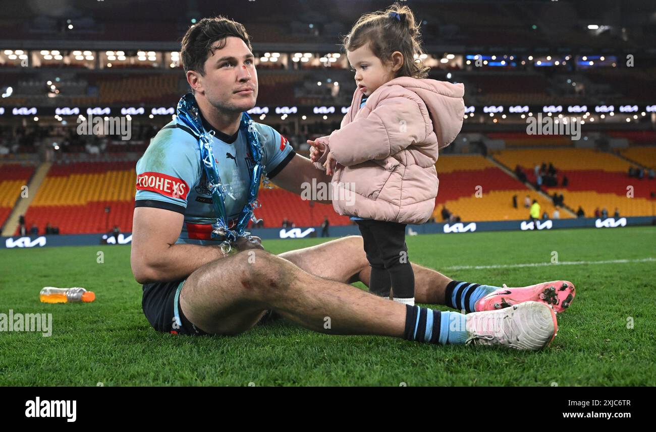 Brisbane, Australia. 17th July, 2024. Mitchell Moses of the Blues is ...