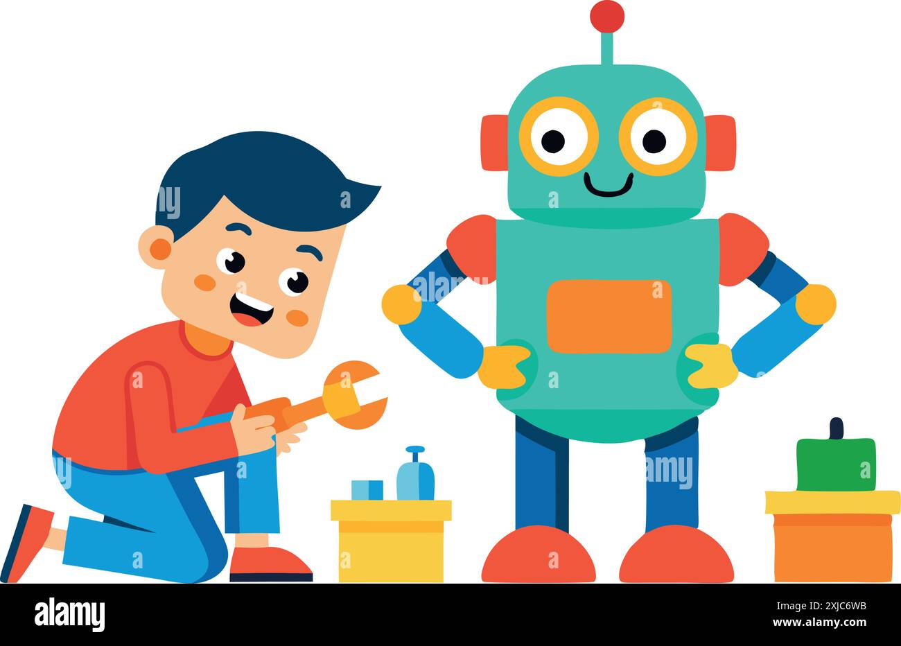 Kids building a robot Stock Vector Images - Alamy