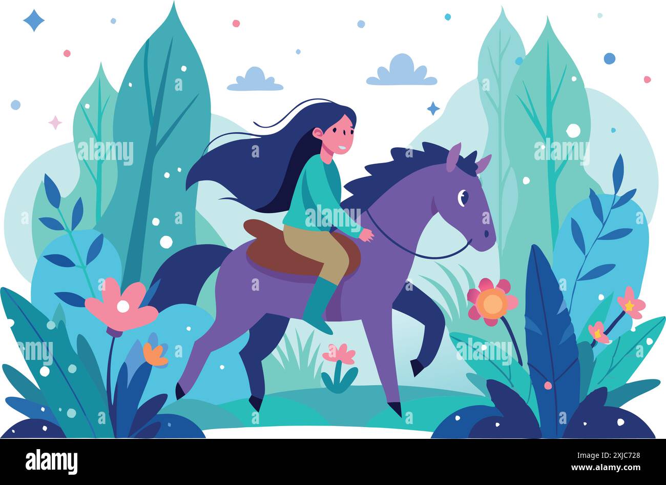 Girl riding a horse in nature Cut Out Stock Images & Pictures - Alamy