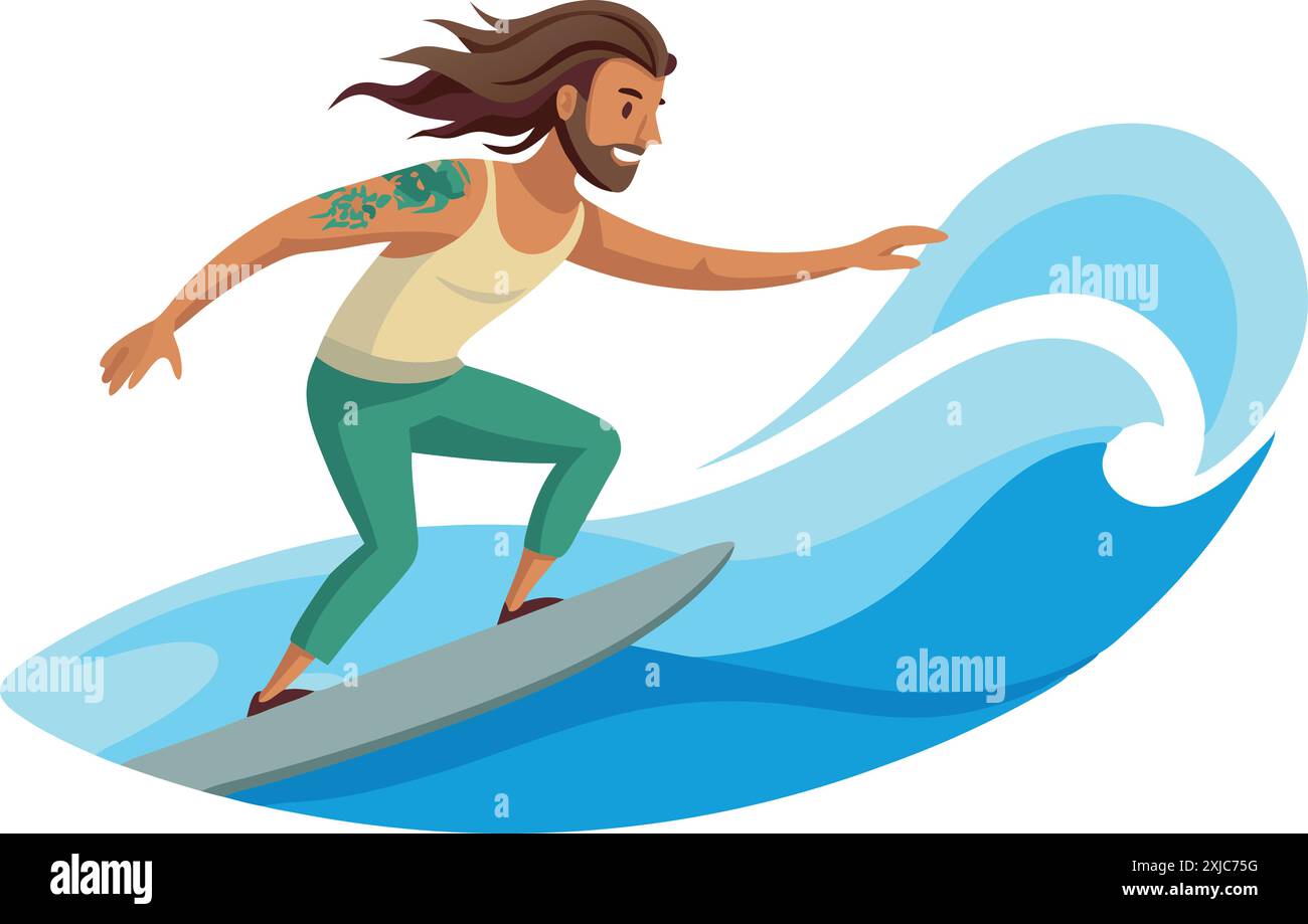 Man surfing on a powerful ocean wave Stock Vector Image & Art - Alamy