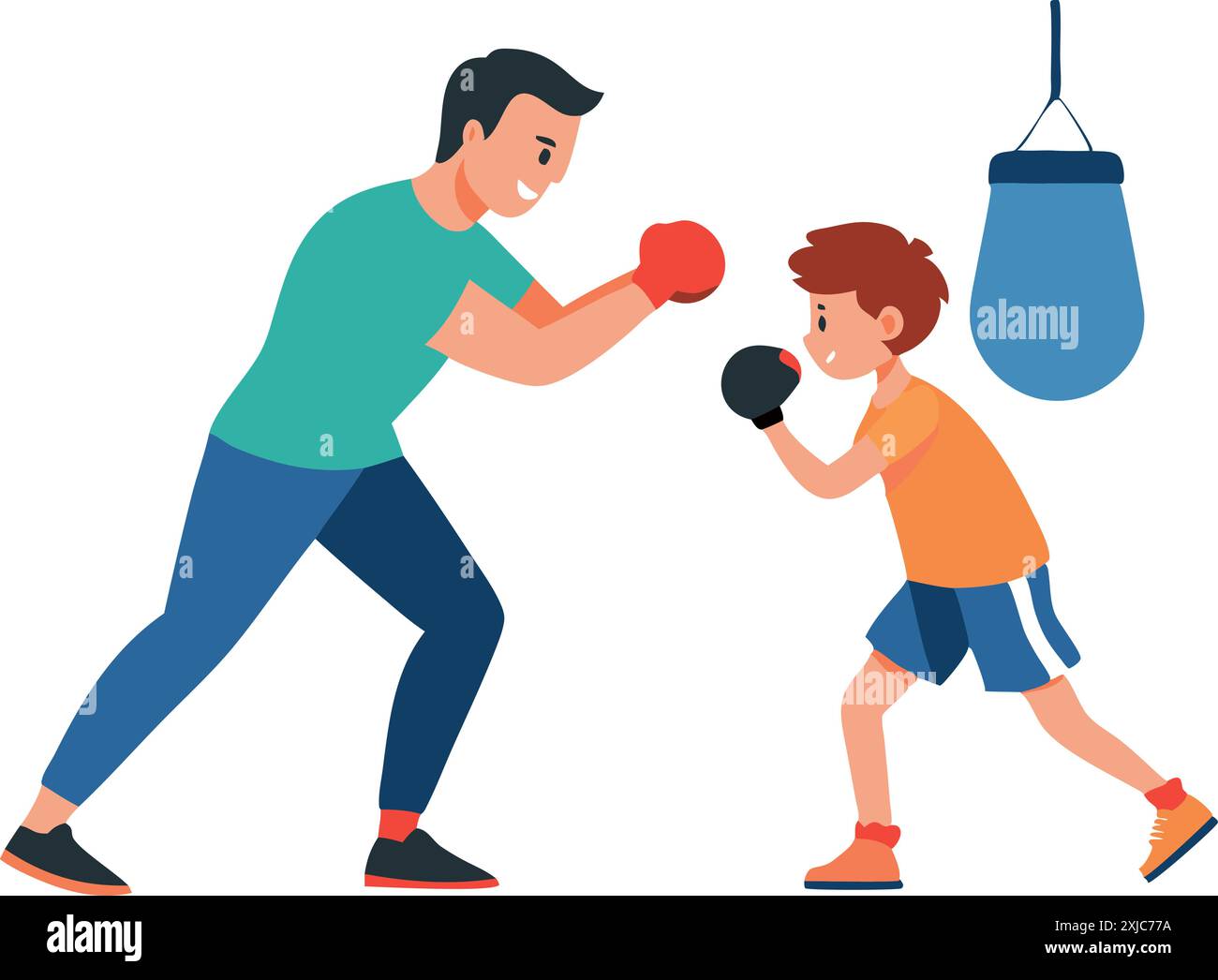 Father and son boxing together as a form of exercise Stock Vector Image ...