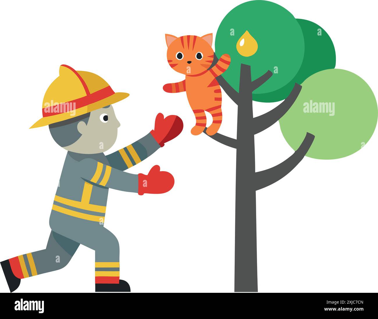 Fireman rescuing cat tree Stock Vector Images - Alamy