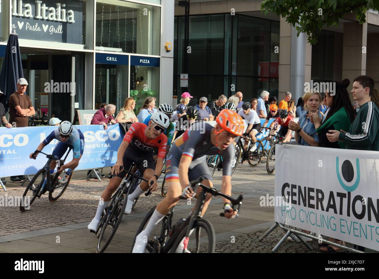 British Cycling Grand Prix racing, Sheffield city centre England UK ...