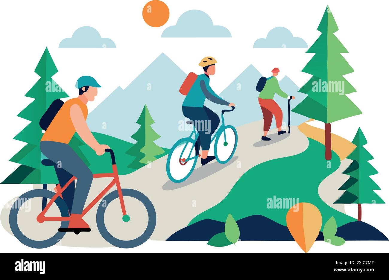Biking path forest Stock Vector Images - Alamy