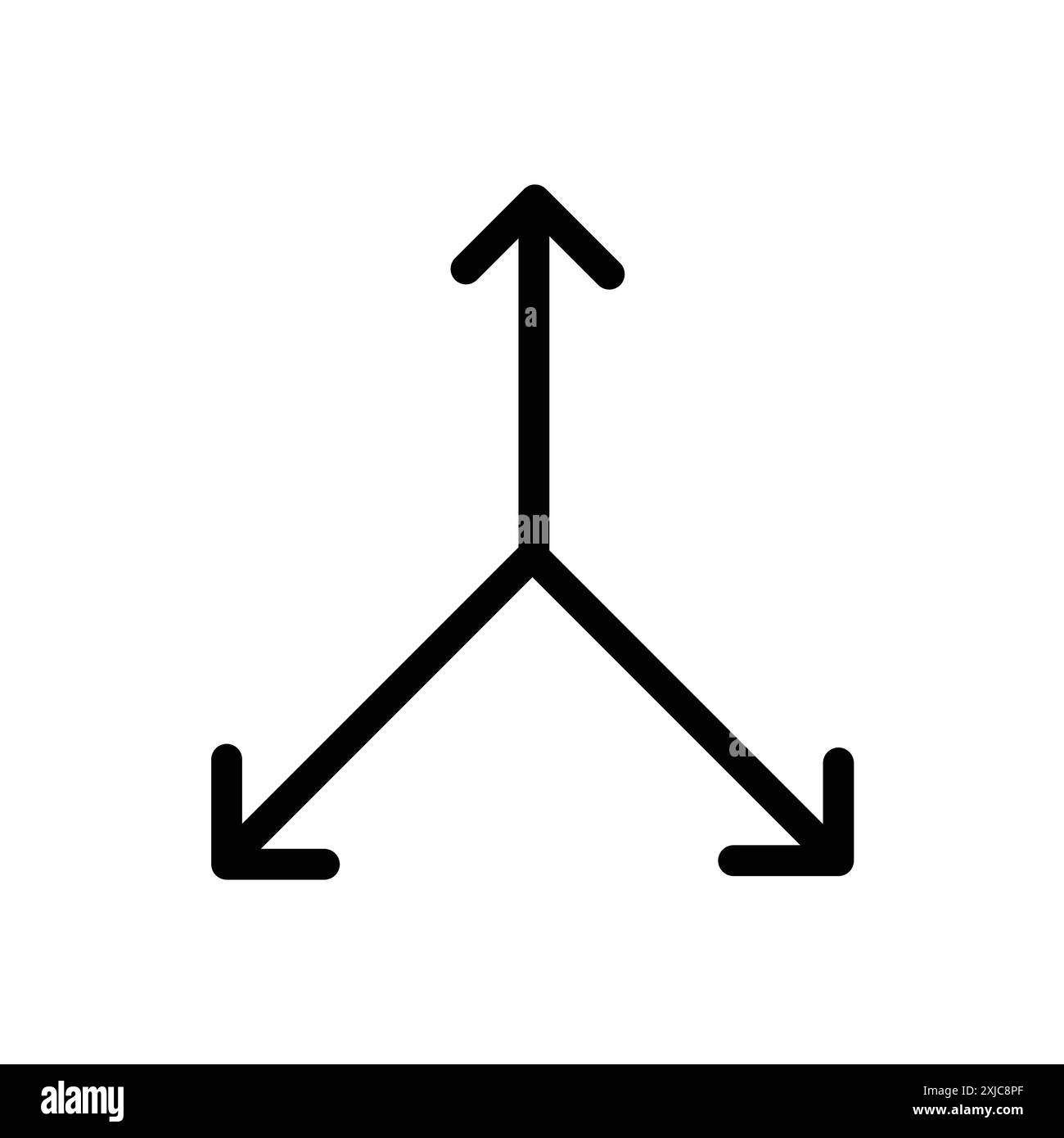 3 arrow way icon Flat set in black and white color outline vector Stock ...