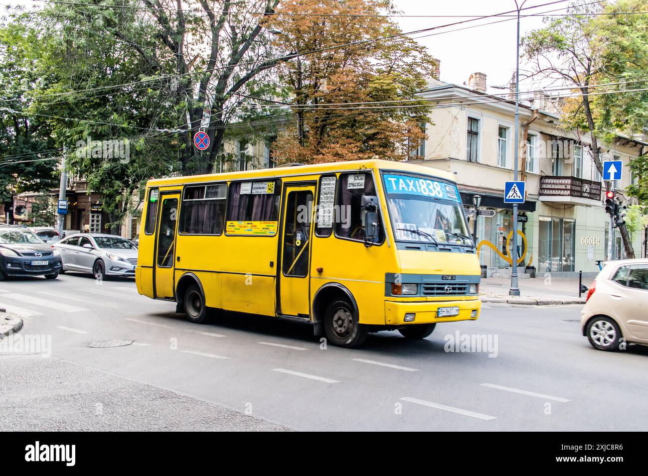 Odessa, Ukraine, July 17, 2024 Bus rolling on the streets of Odessa ...