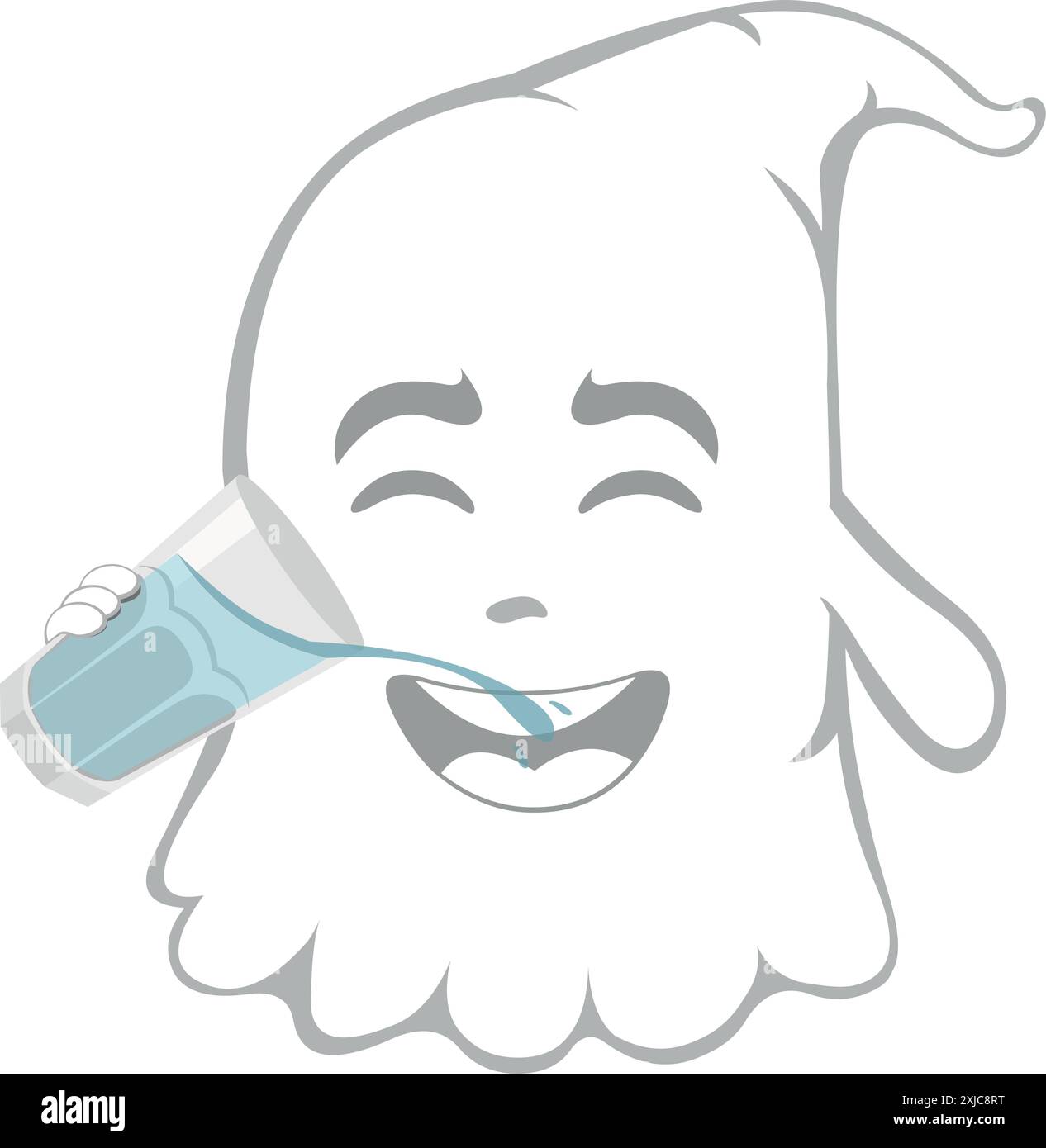 vector illustration character ghost cartoon, drinking a glass of water ...