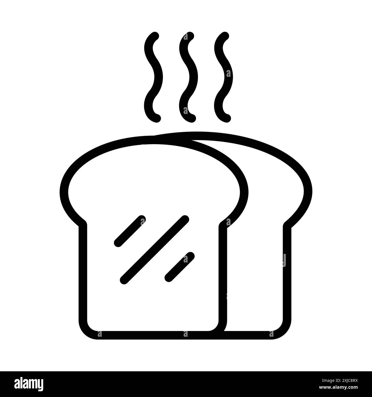 bread slices icon Flat set in black and white color outline vector ...