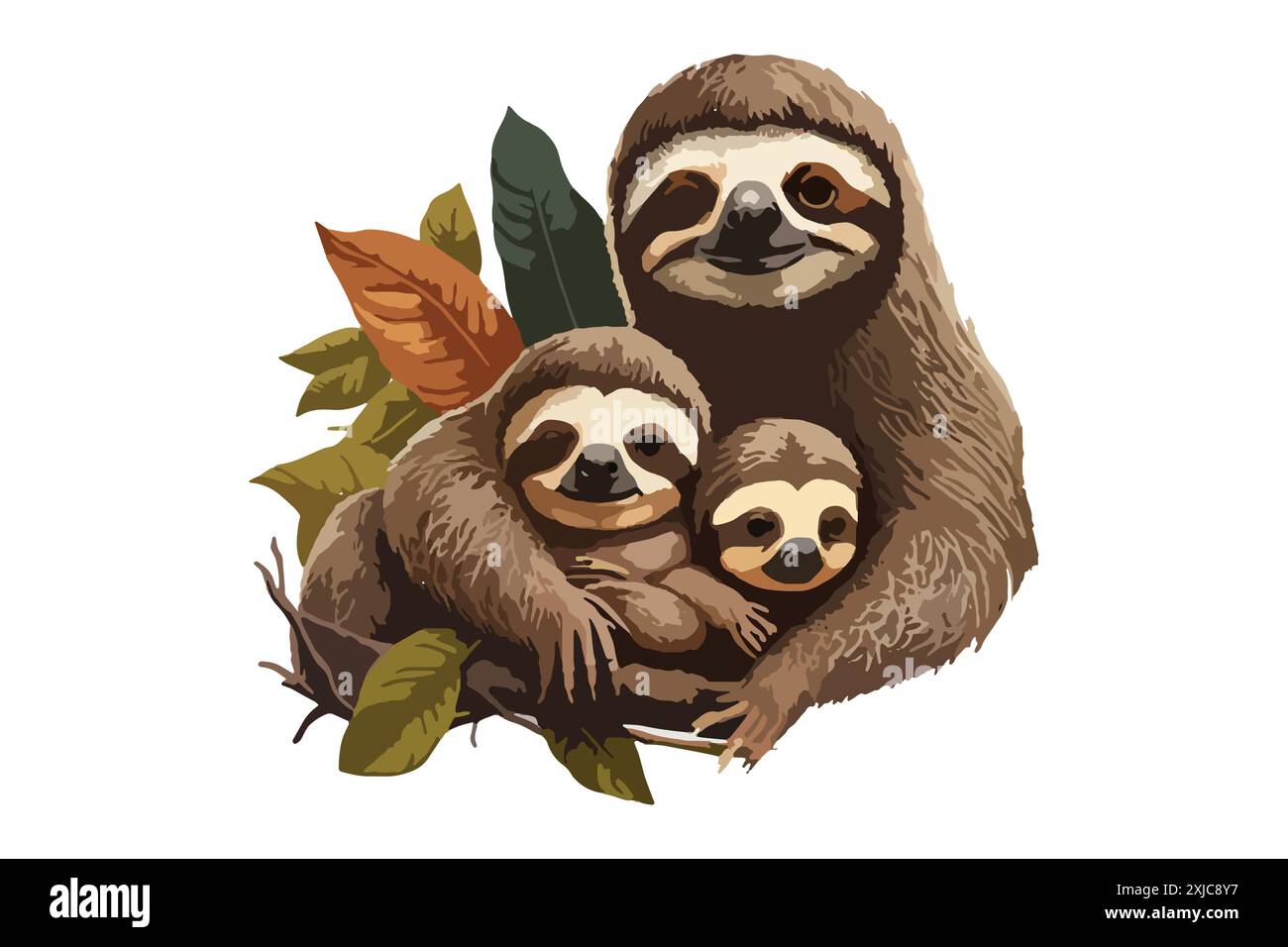 Sloth Family Vector Illustration Stock Vector Image & Art - Alamy