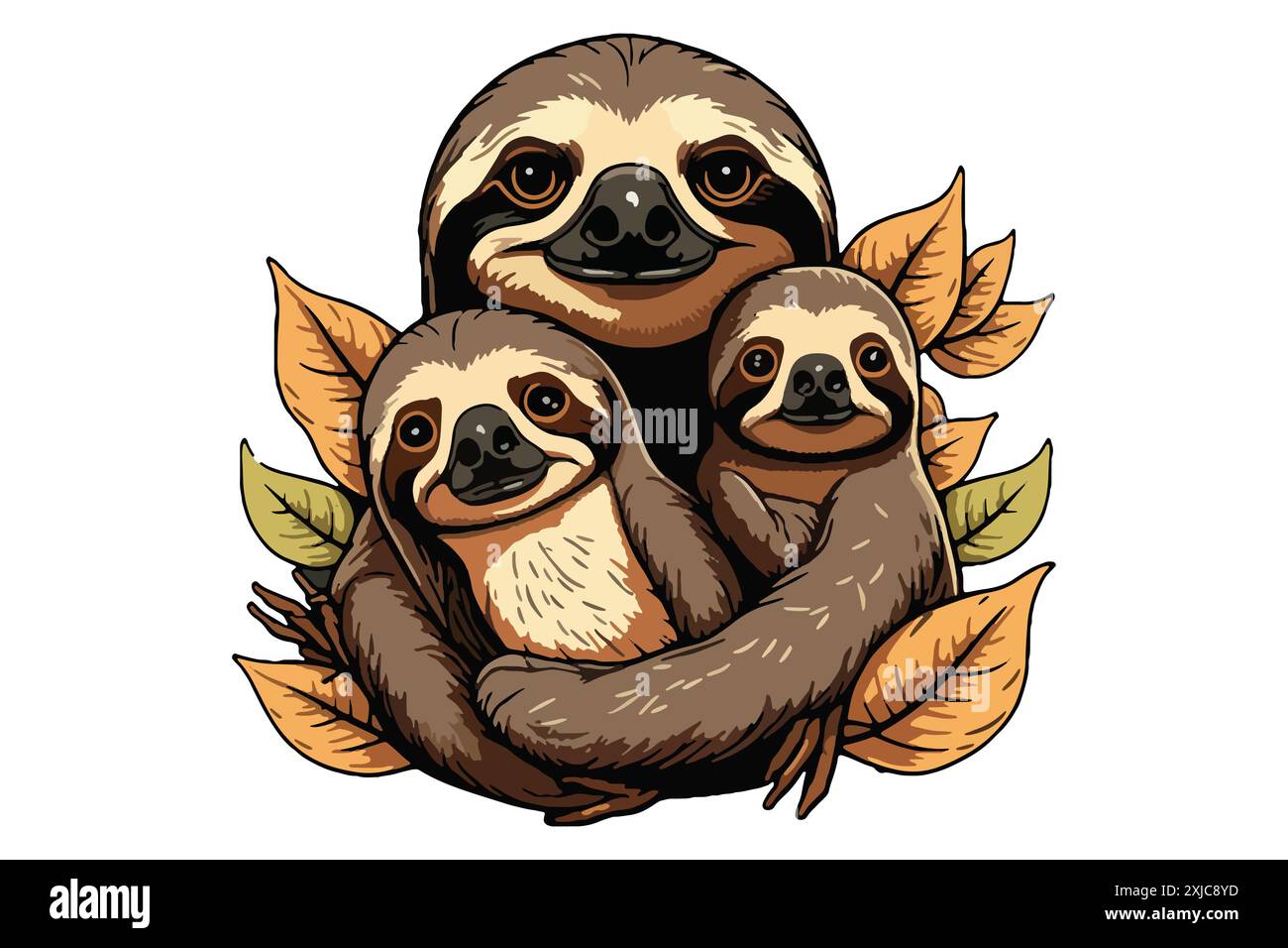 Sloth Family Vector Illustration Stock Vector Image & Art - Alamy