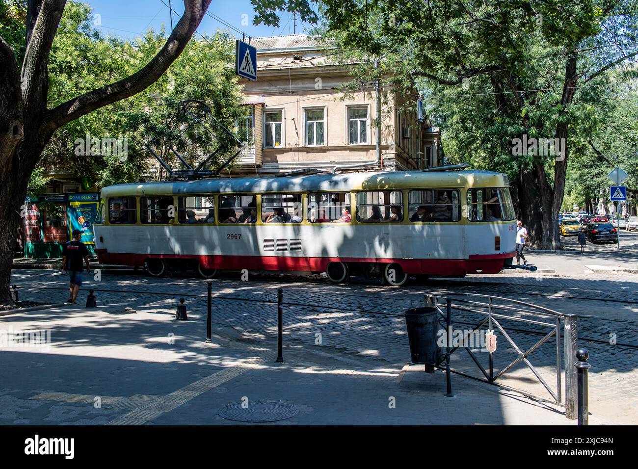 Odessa, Ukraine, July 17, 2024 The Odessa tram continues to operate ...