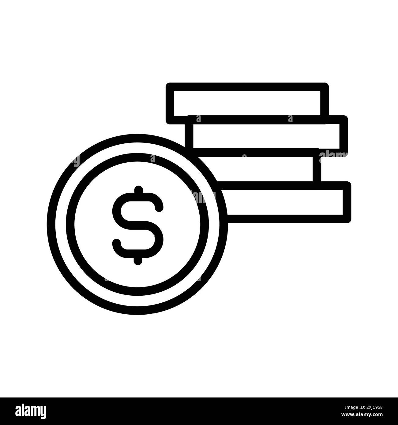 Coin stack icon Flat set in black and white color outline vector Stock ...