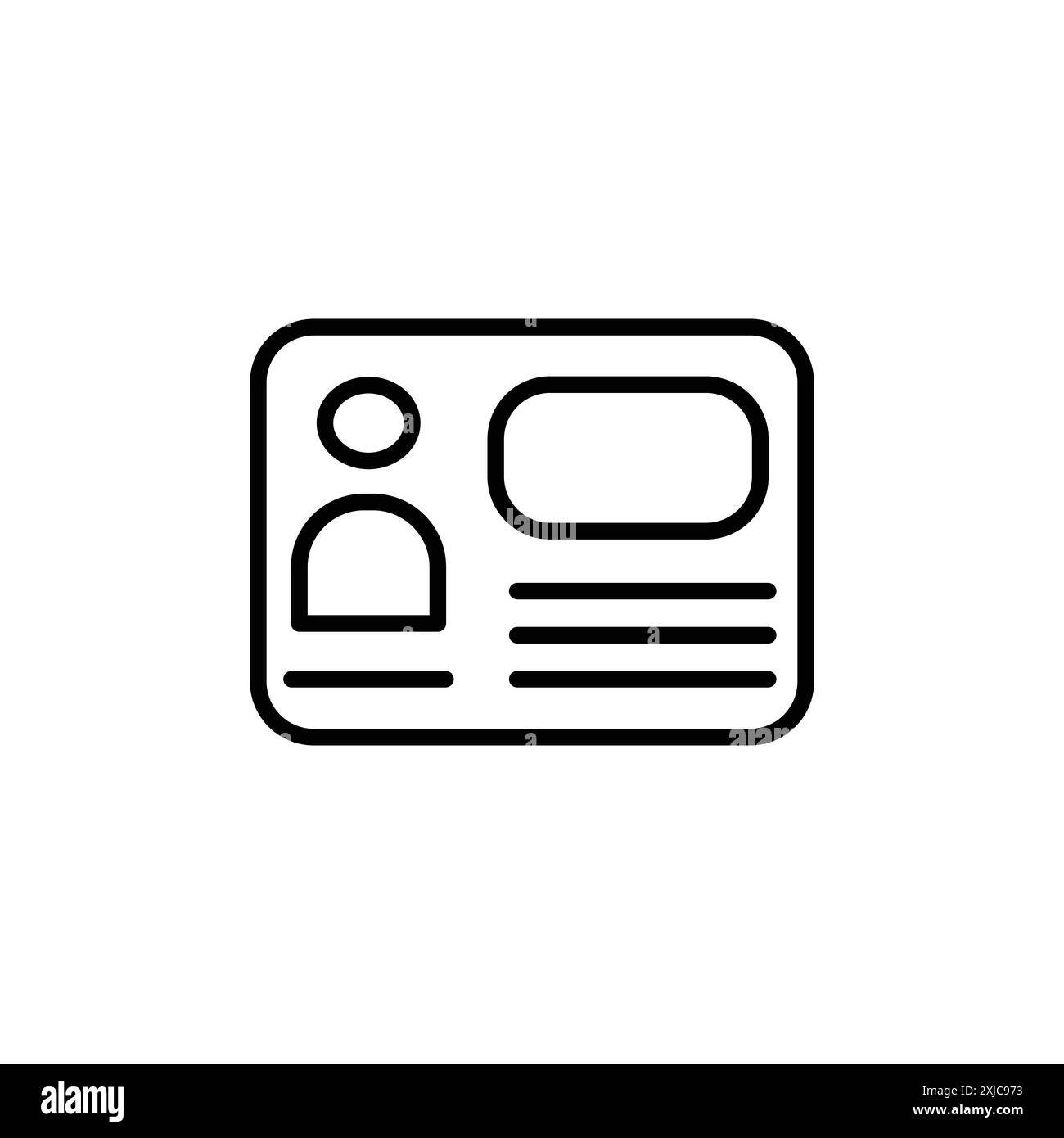 identity card icon Flat set in black and white color outline vector ...