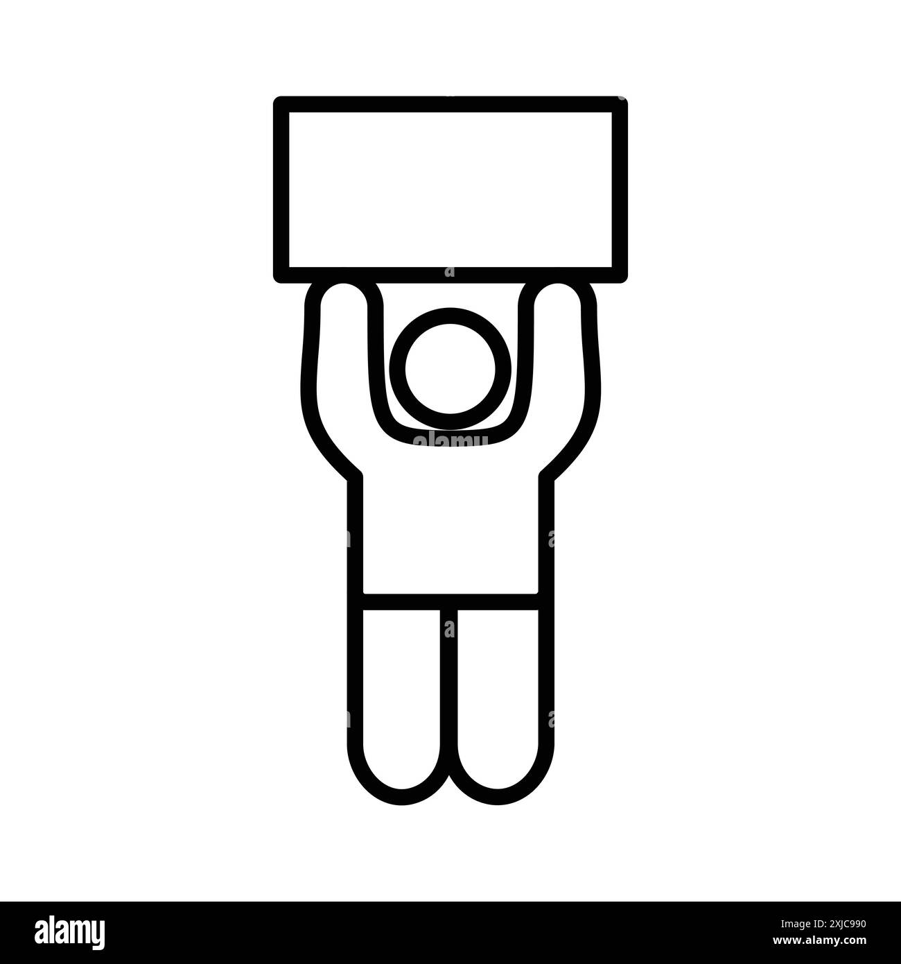 Man protests with a poster icon Flat set in black and white color ...