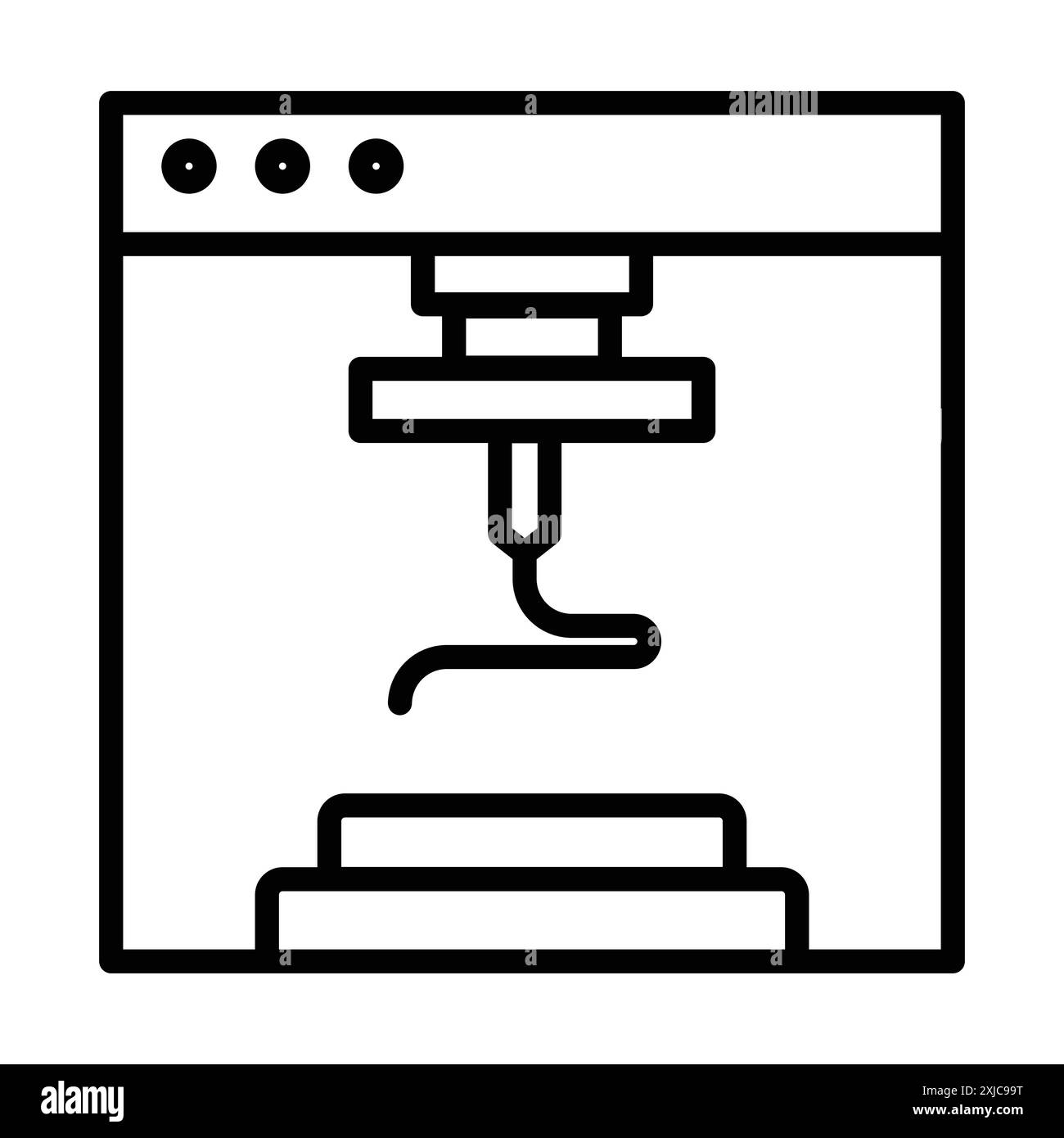 3d printer icon Flat set in black and white color outline vector Stock ...